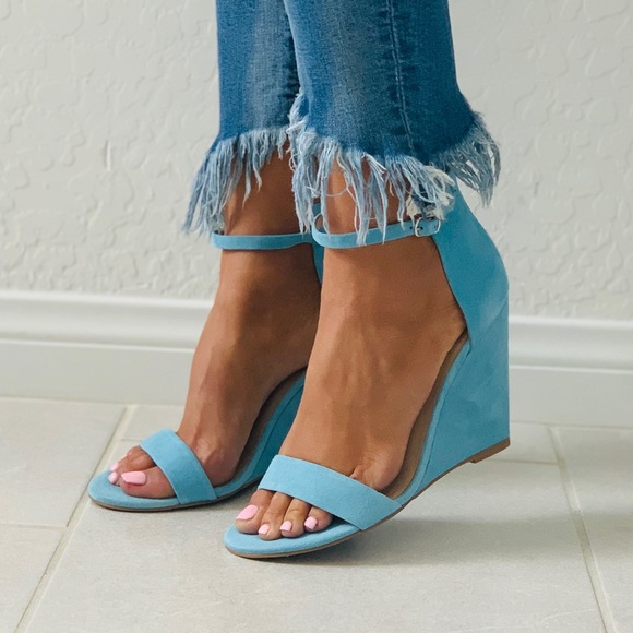 Urban Outfitters | Shoes | Nib Sky Blue Open Toe Wedge Slingback Sandal ...